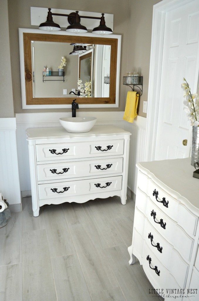 Old Dresser Turned Bathroom Vanity Tutorial - Sarah Joy