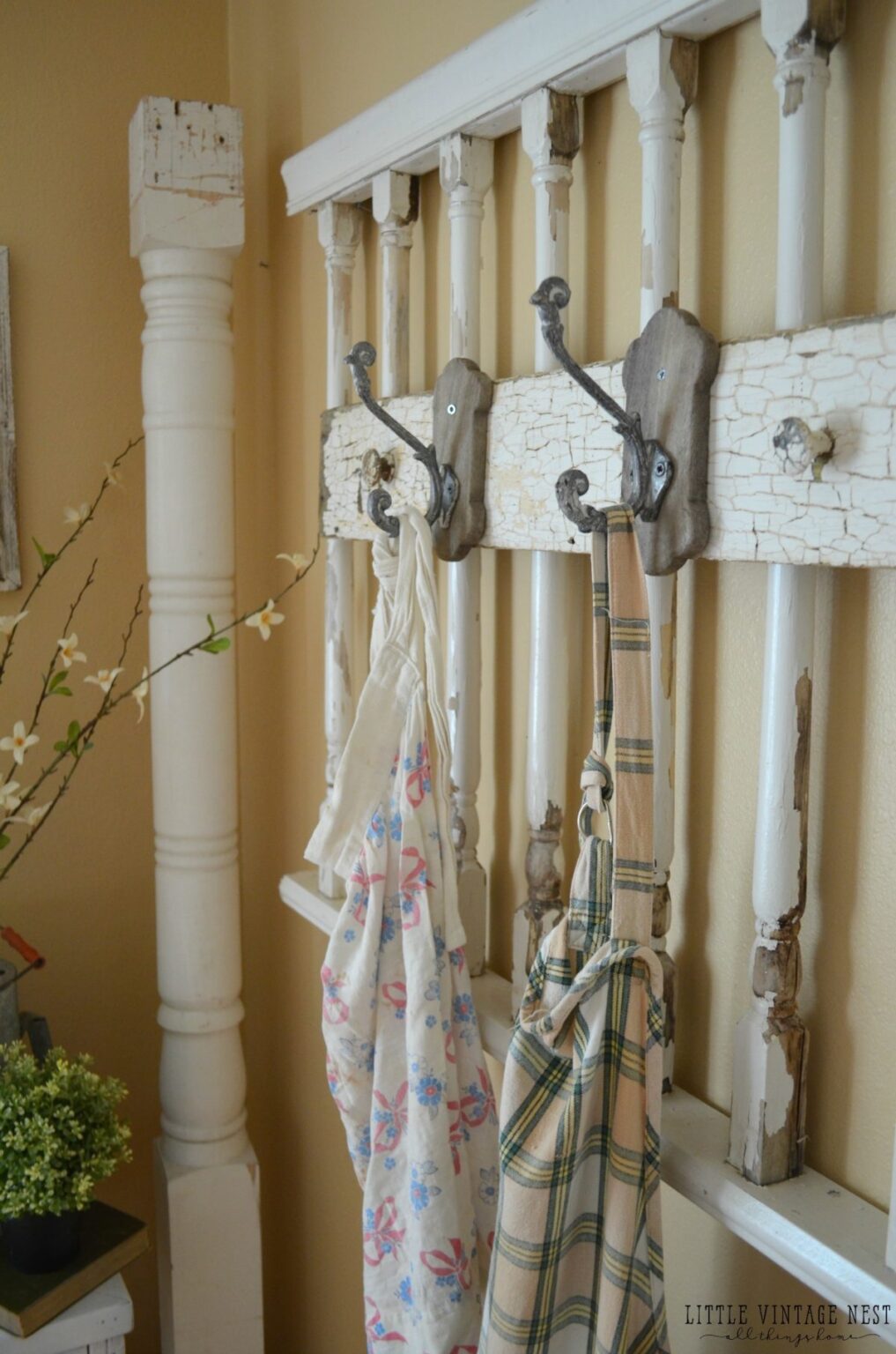 DIY Vintage Apron Rack - Sarah Joy