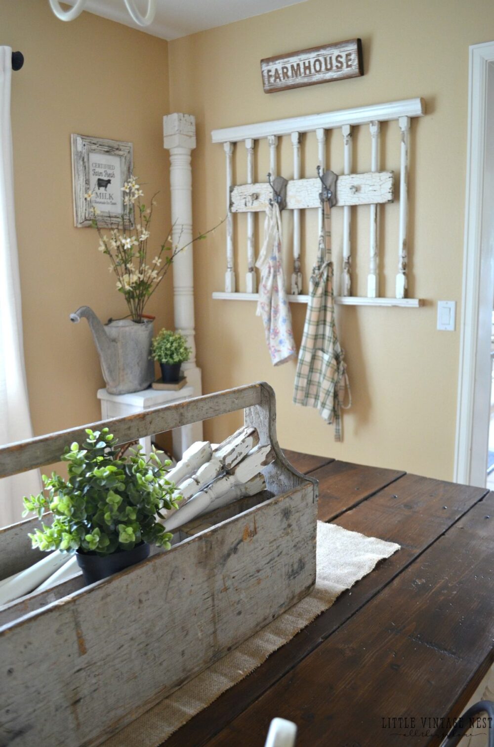 DIY Vintage Apron Rack - Sarah Joy
