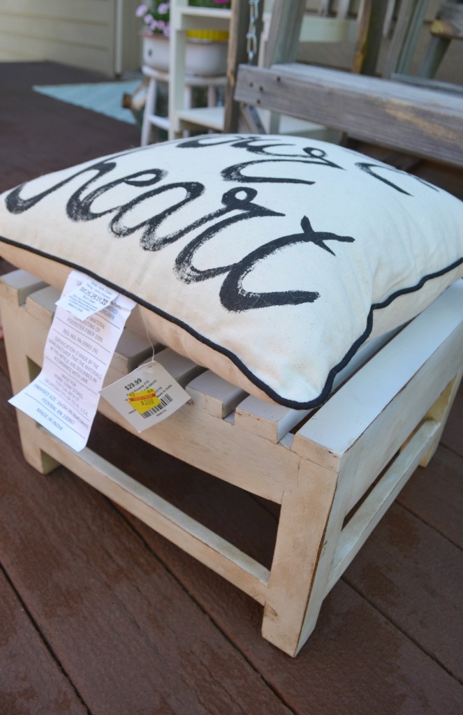 Easy Farmhouse Style Foot Stool Makeover - Sarah Joy