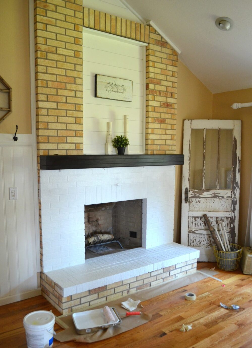 How to Paint a Brick Fireplace - Sarah Joy