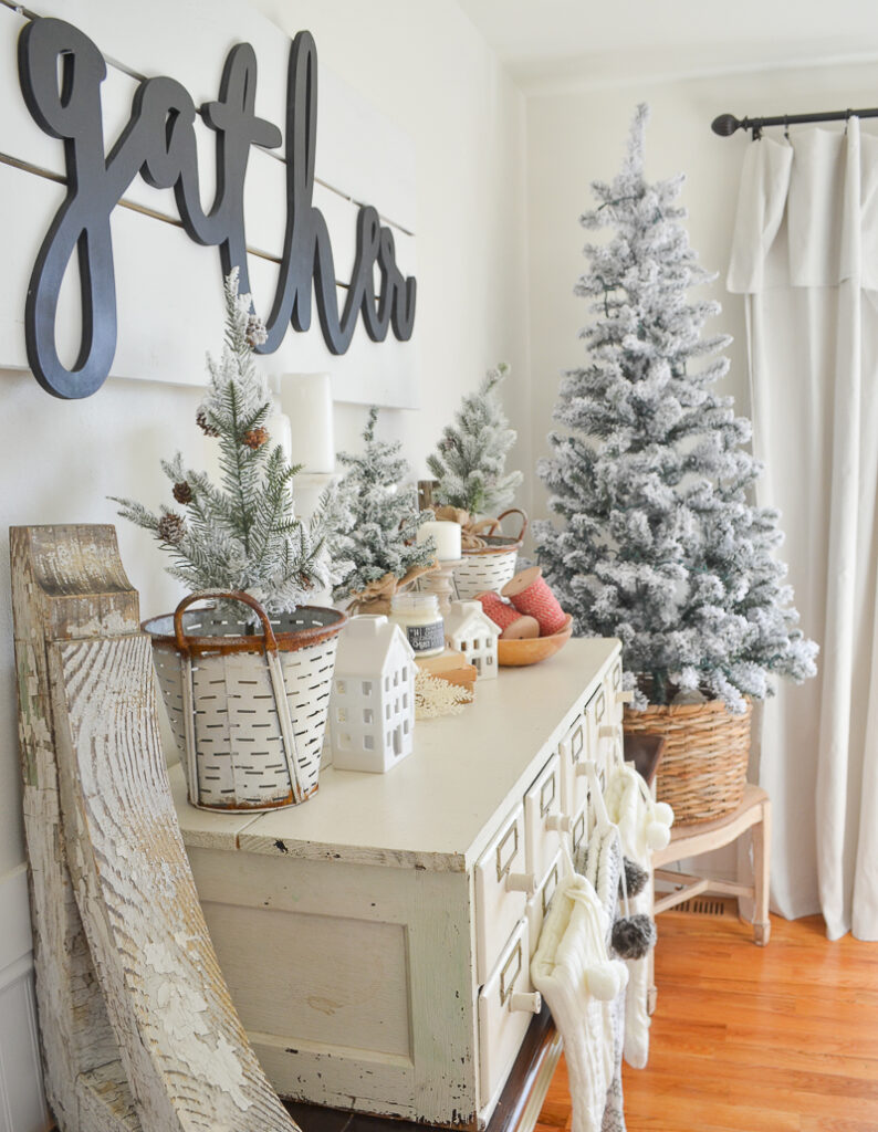 Farmhouse Christmas Decor + Vintage Card Catalog - Sarah Joy
