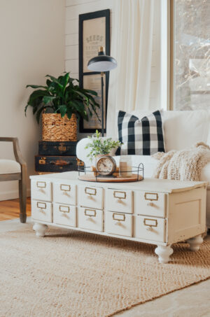 DIY Vintage Card Catalog Coffee Table - Sarah Joy