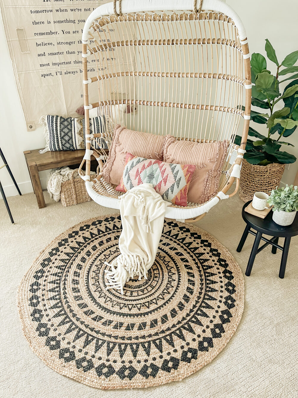 Cozy Boho Inspired Corner in the Basement - Sarah Joy