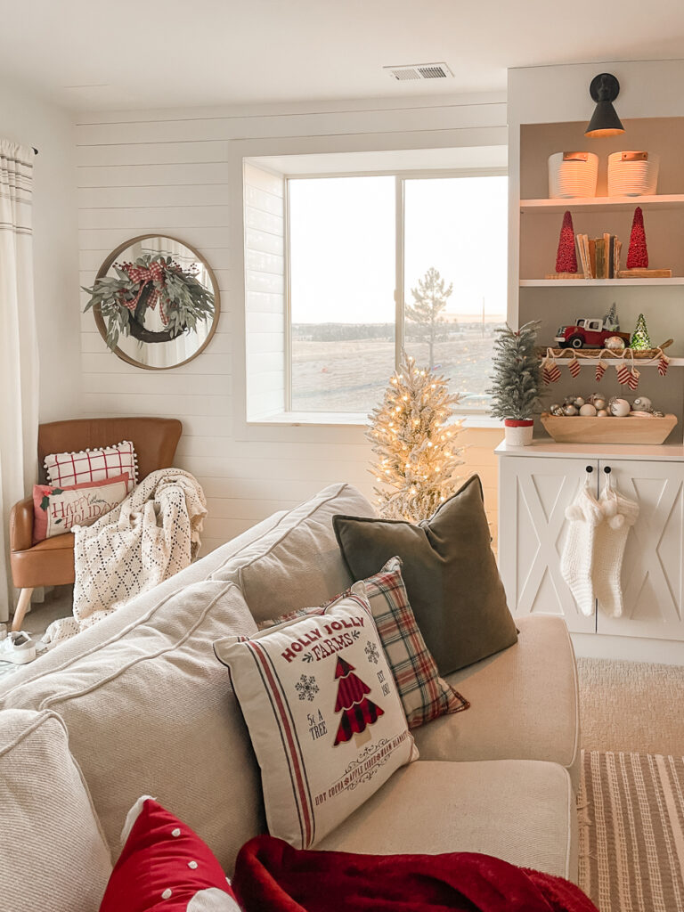 Christmas Family Room in the Basement - Sarah Joy