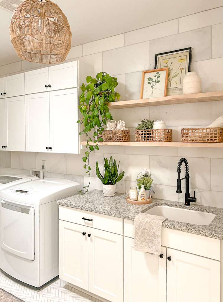 Rattan Pendants in the Laundry Room - Sarah Joy